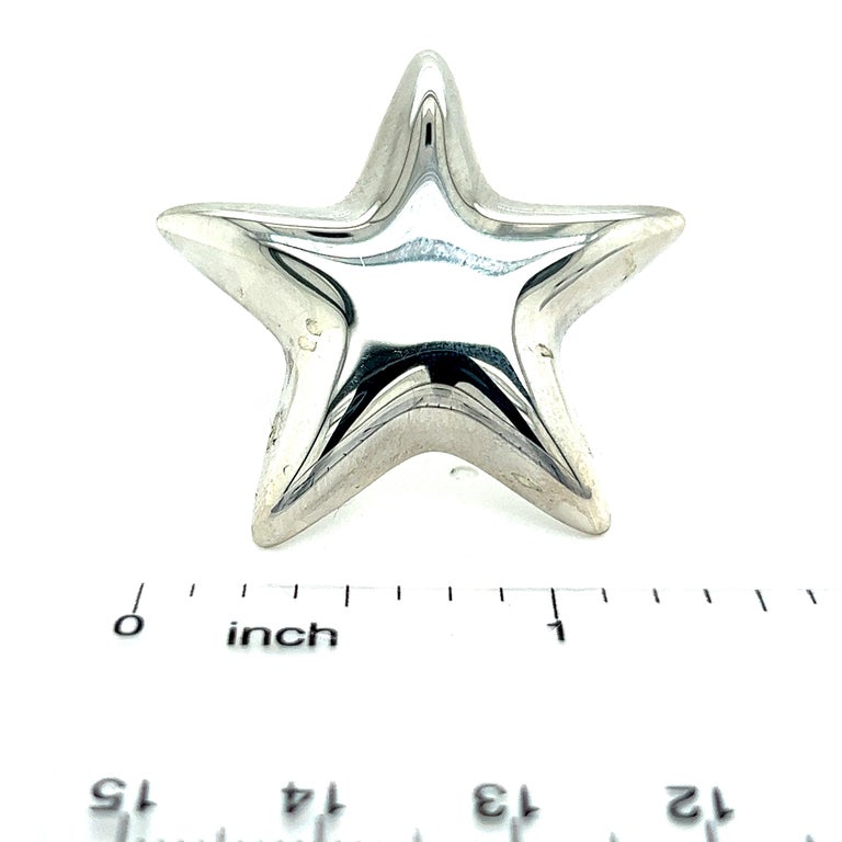 Tiffany and Co Estate Puffed Star Brooch Silver For Sale at 1stDibs