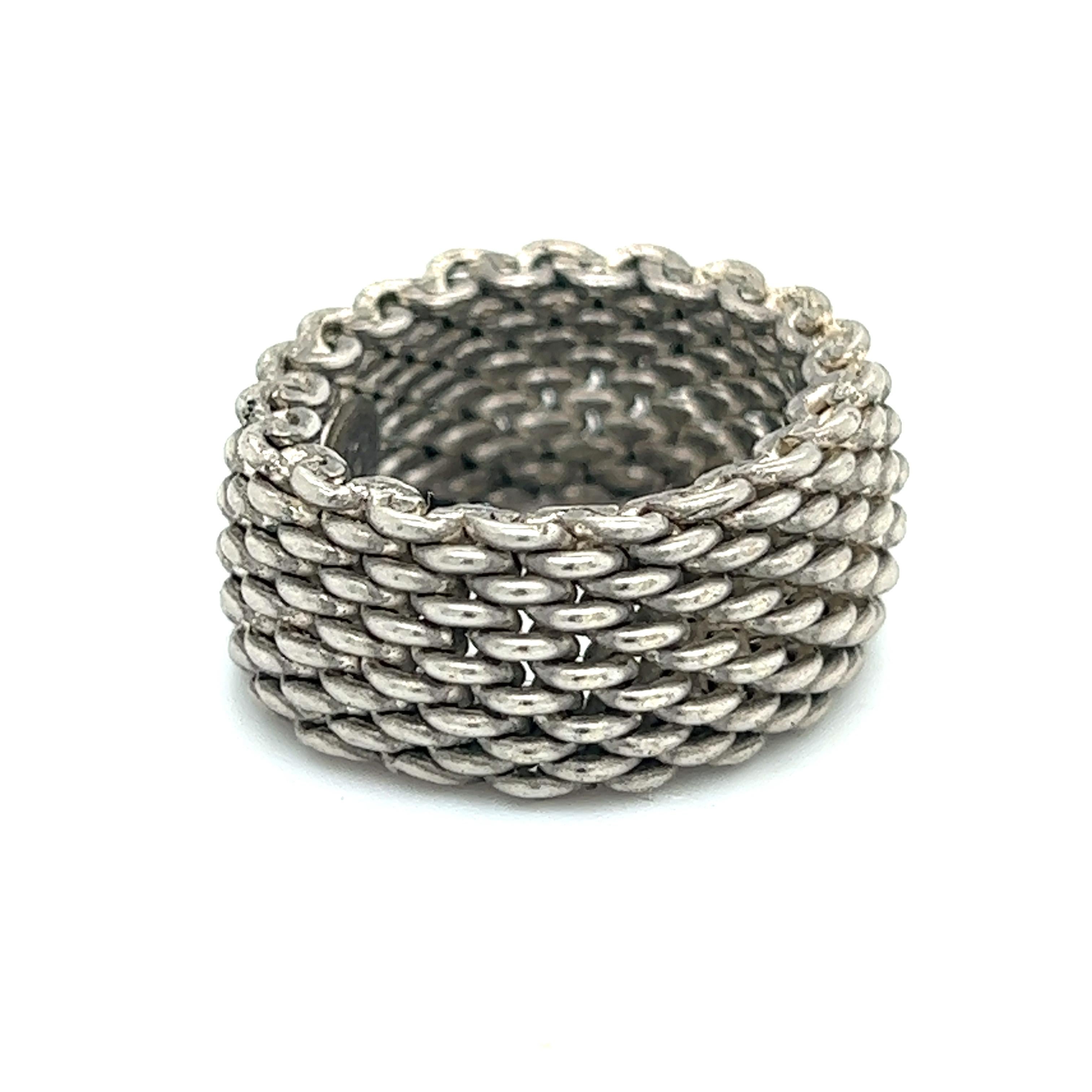 Tiffany and Co Estate Somerset Design Ring 5 Silver 9.5 mm Height For ...