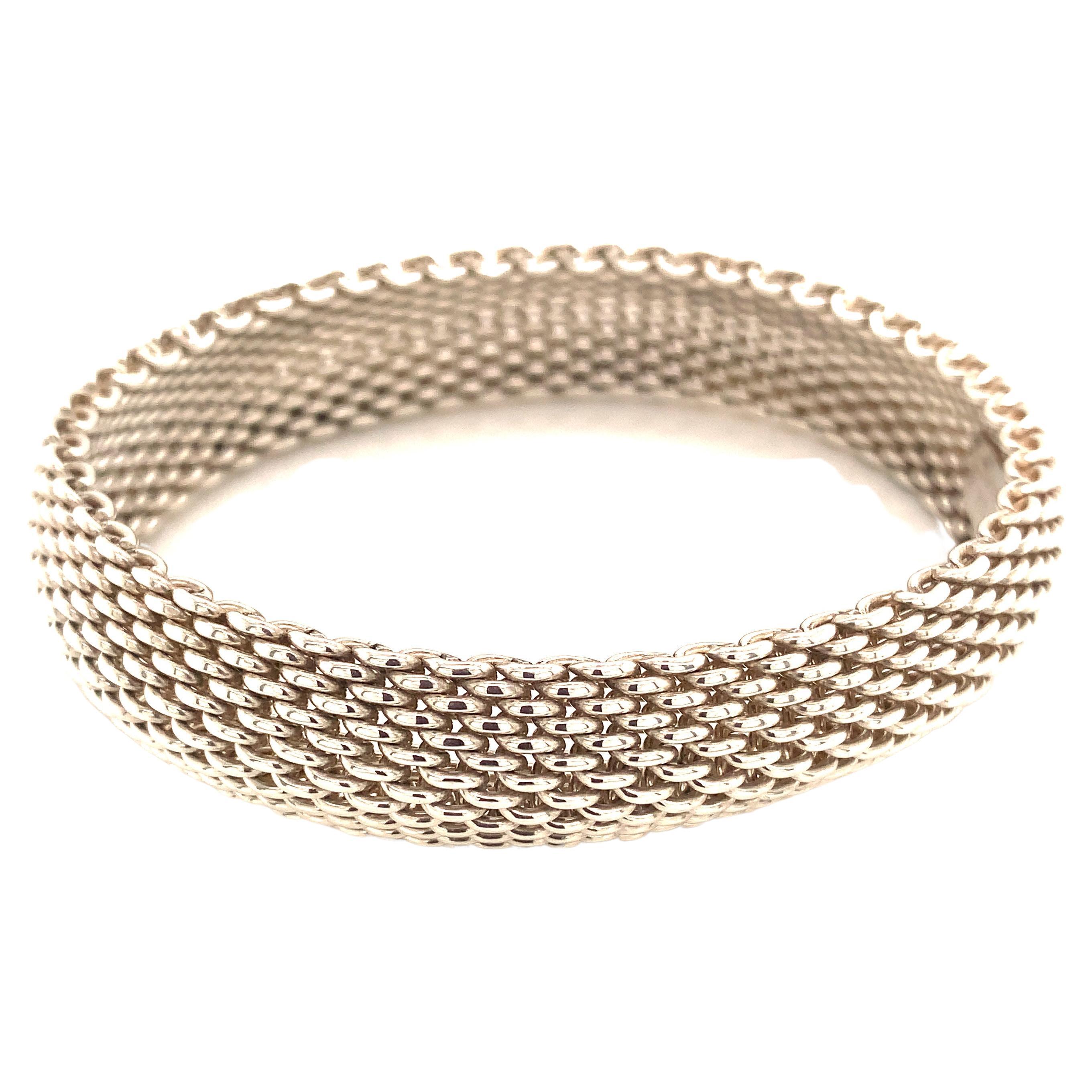 CA Canada Sterling Silver Wide Mesh Bracelet at 1stDibs
