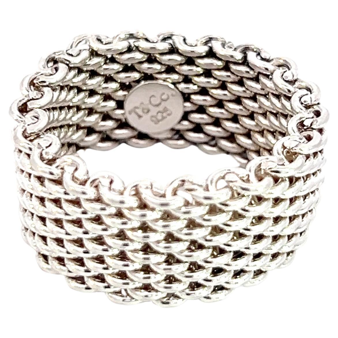 Tiffany and Co. Somerset Mesh Ring in Sterling Silver 925 For Sale at ...
