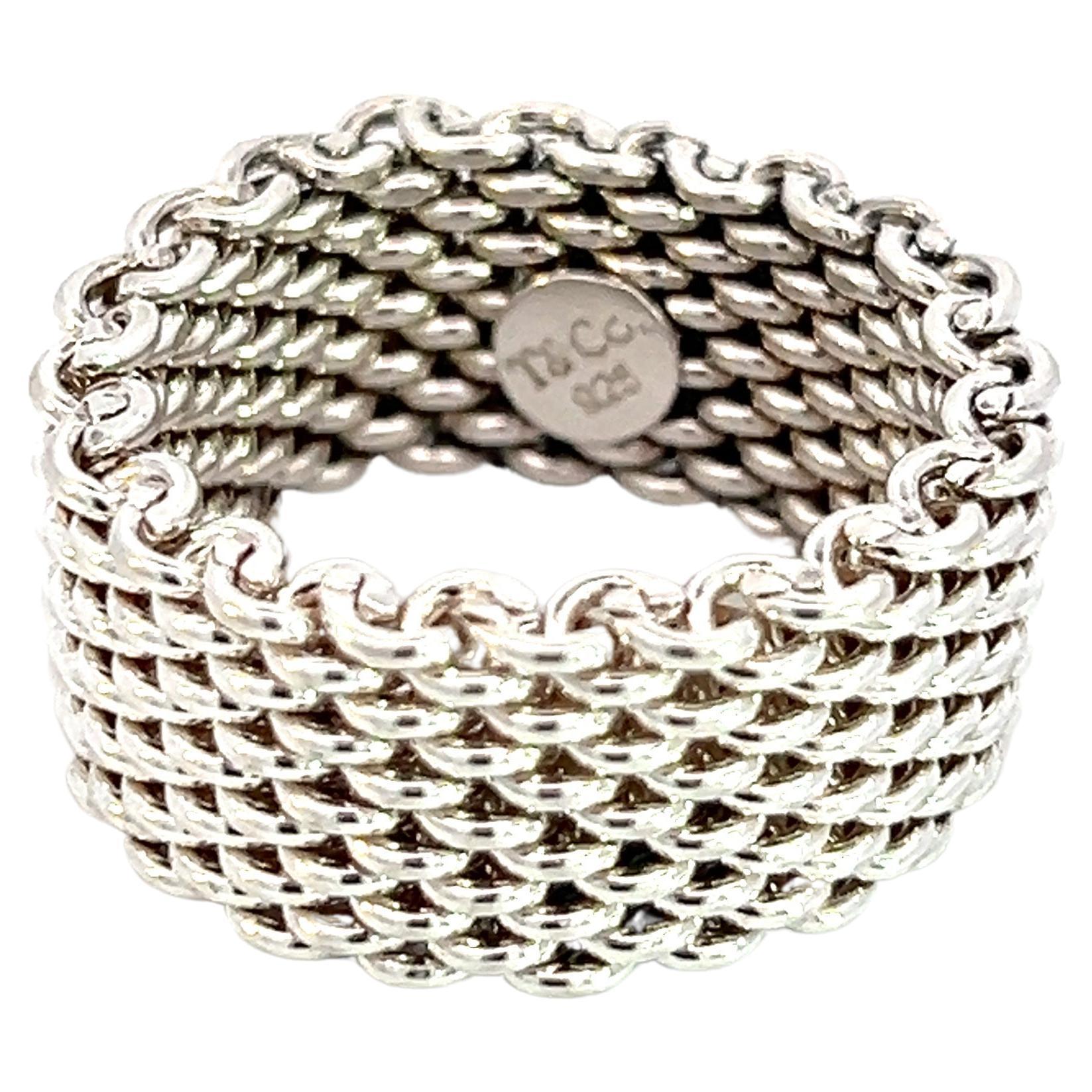 Tiffany and Co. Somerset Sterling Silver Mesh Chain Link Ring at ...