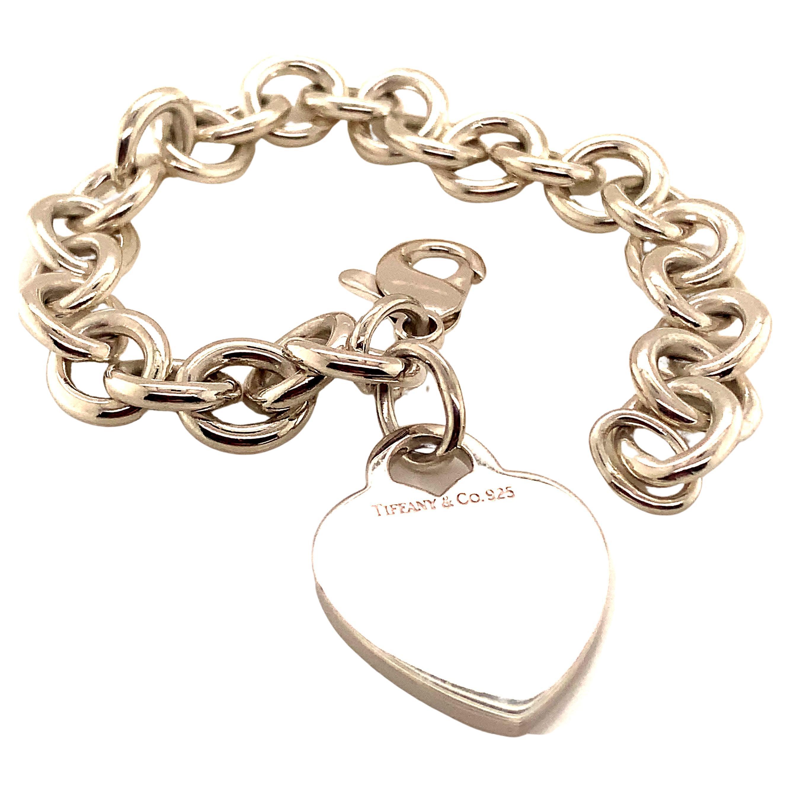 Tiffany and Co. Estate Heart Charm Bracelet Sterling Silver 35.5 Grams ...