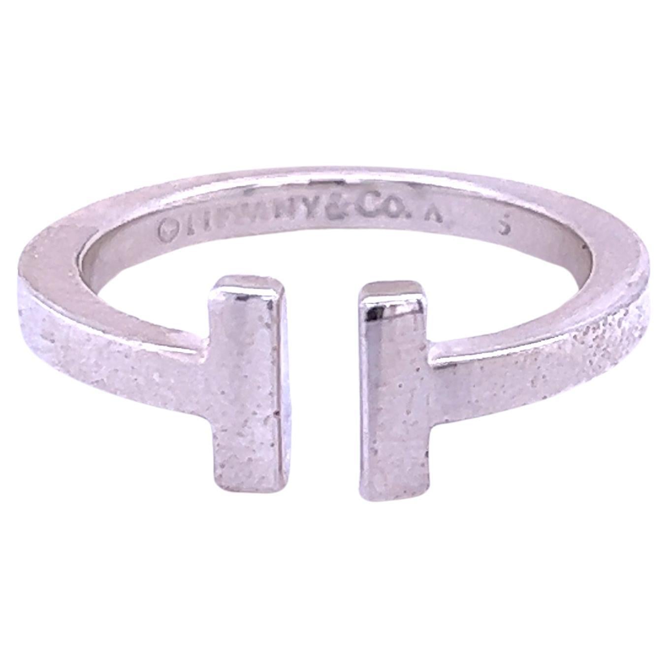 Tiffany and Co Estate "T" Ring Size 7.5 Silver For Sale at 1stDibs