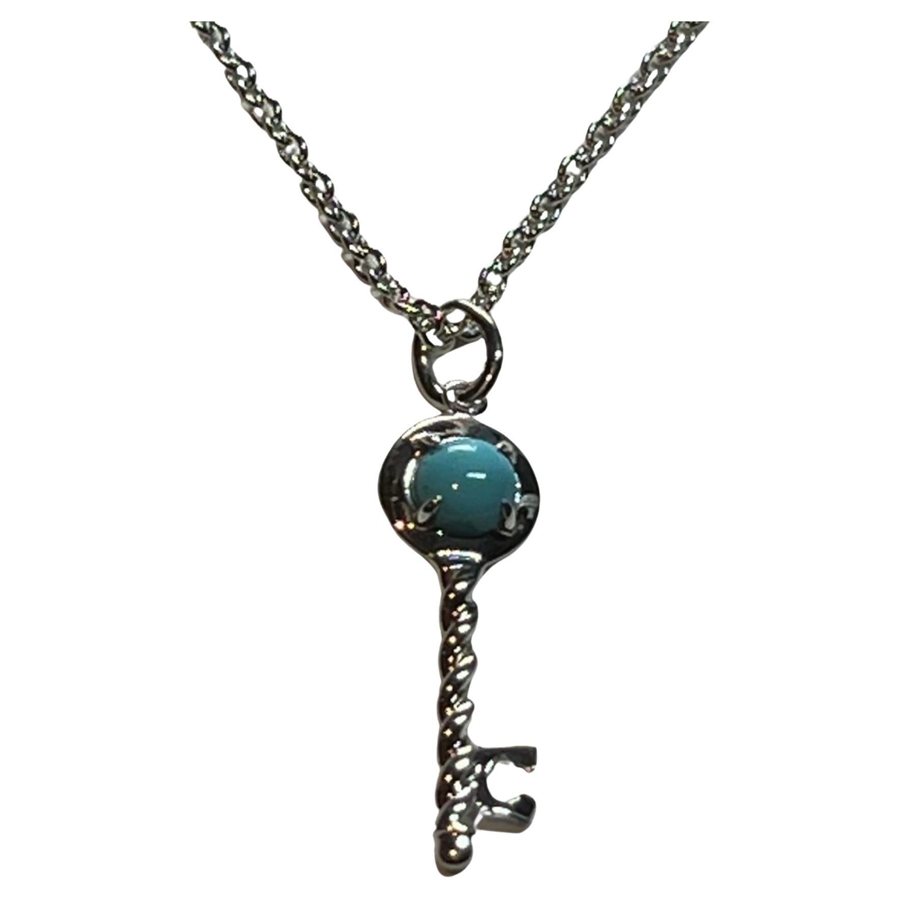 Tiffany and Co Estate Turquoise Key Necklace With Chain 20" Silver By ...