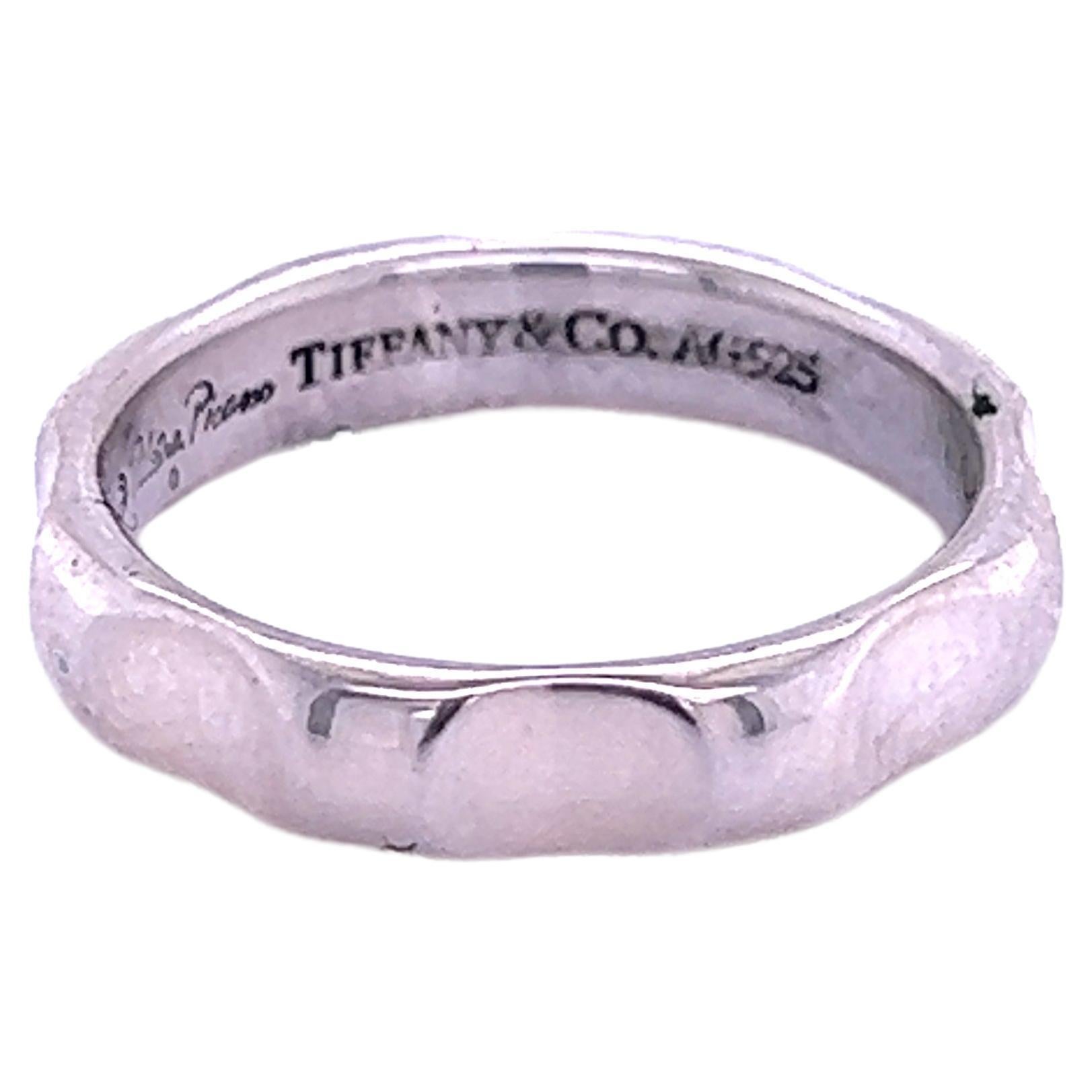Tiffany and Co Estate Wave Band Size 6 Silver 3.85 mm For Sale at 1stDibs