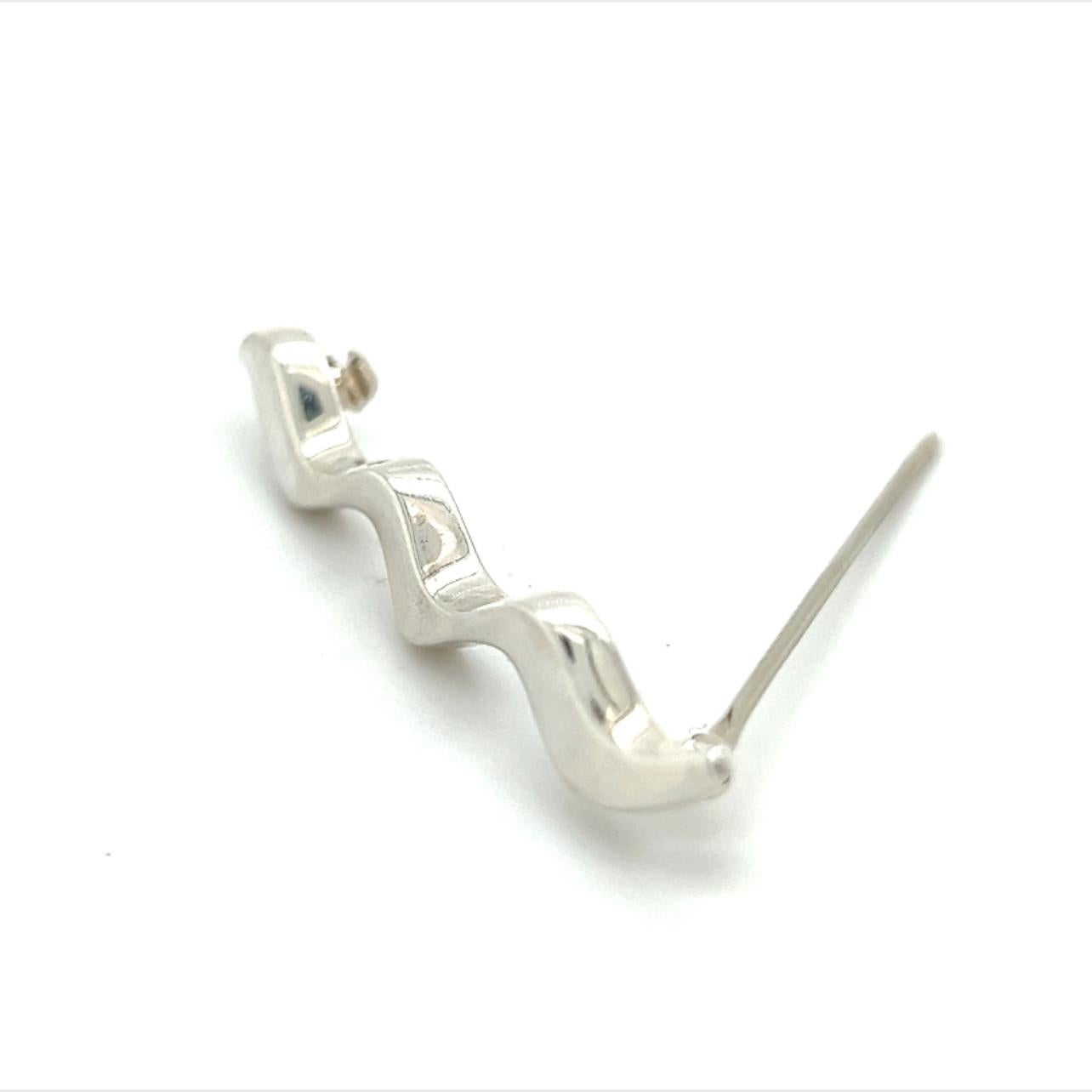 Tiffany and Co Estate Wave Brooch Pin Sterling Silver For Sale at 1stDibs