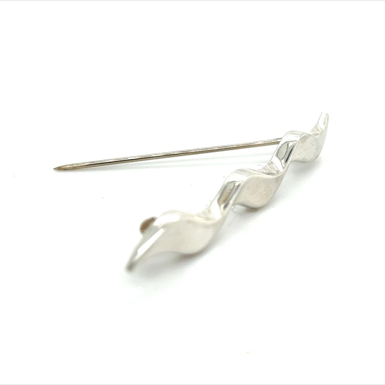 Tiffany and Co Estate Wave Brooch Pin Sterling Silver For Sale at 1stDibs