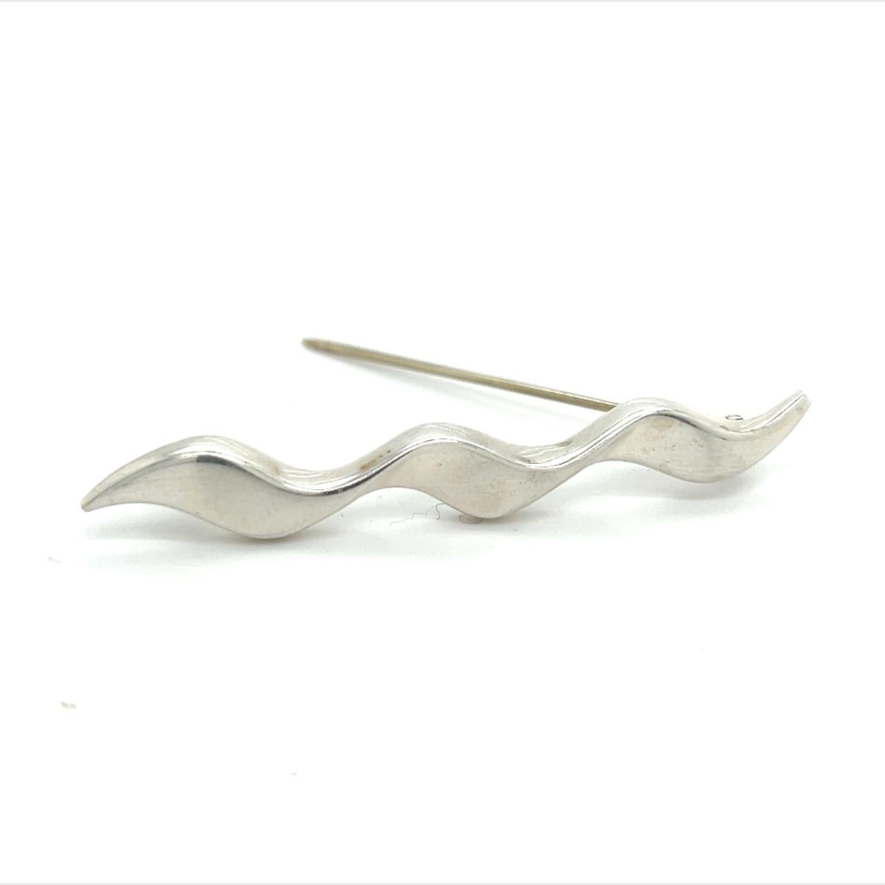 Tiffany and Co Estate Wave Brooch Pin Sterling Silver For Sale at 1stDibs