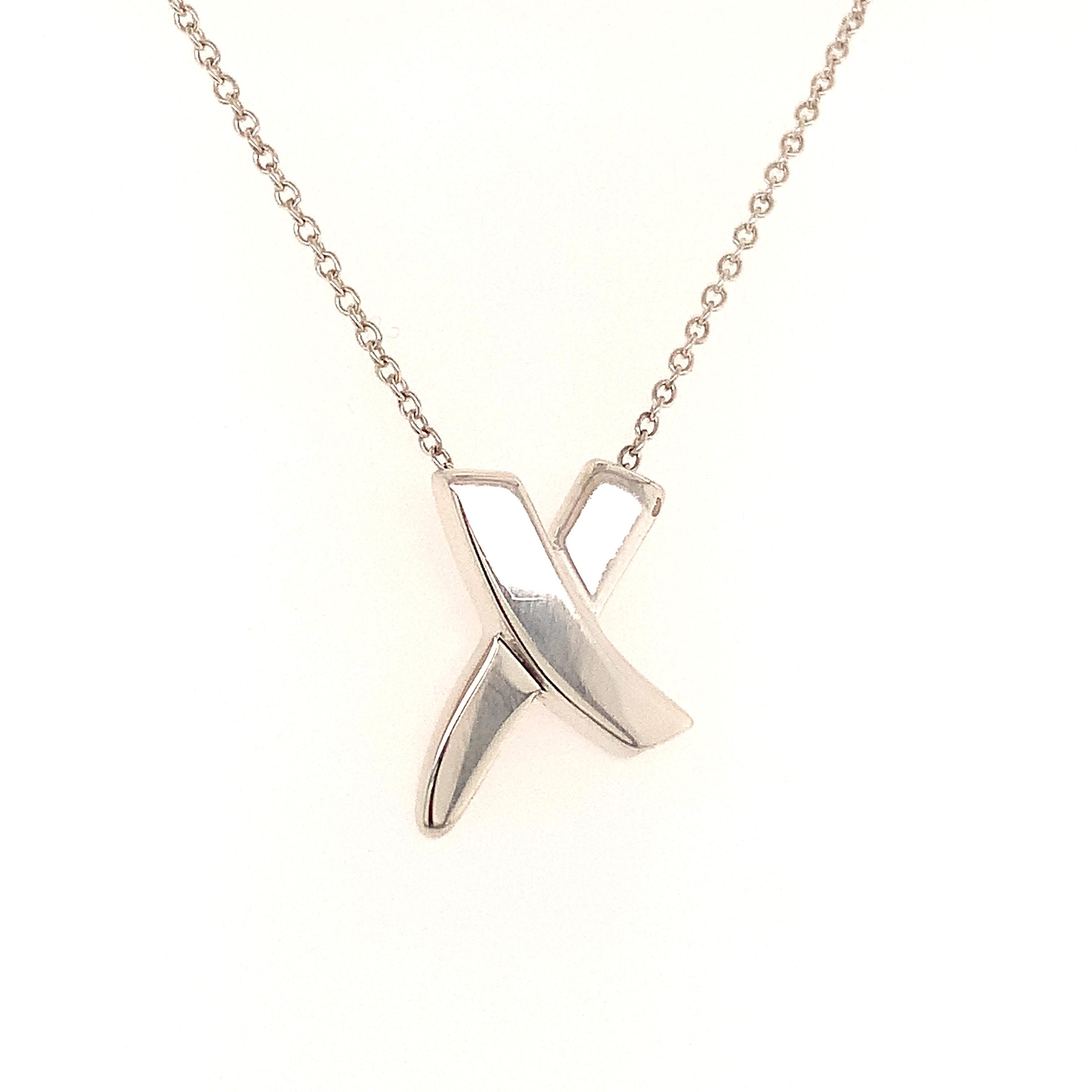 Tiffany and Co. Estate X Love Pendant Necklace Silver 2.56 Grams For ...