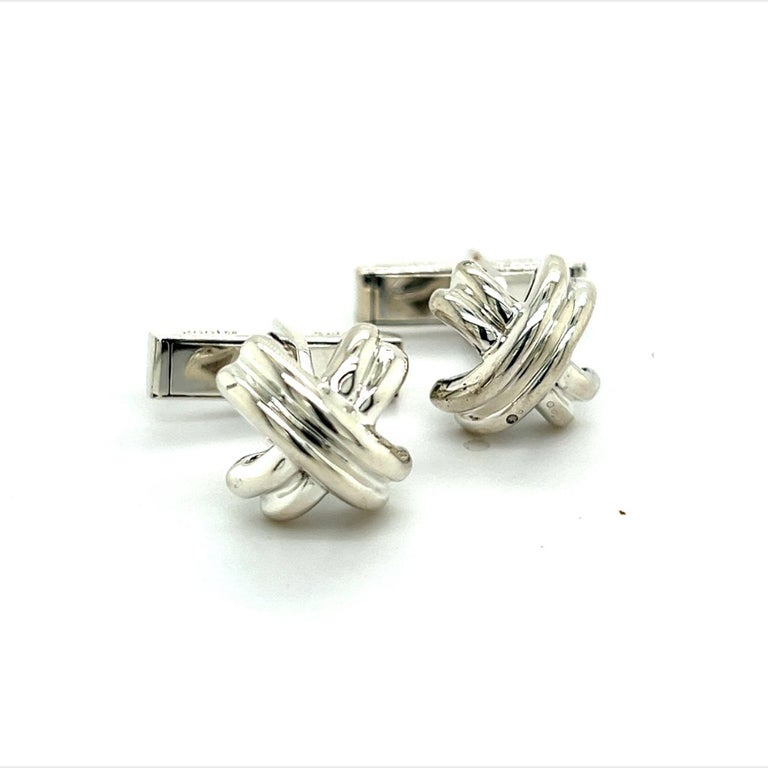Tiffany and Co Estate x Signature Cufflinks Sterling Silver For Sale at ...