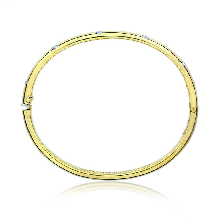 Tiffany and Co. Etoile 18K and Platinum Diamond Hinged Bangle For Sale ...