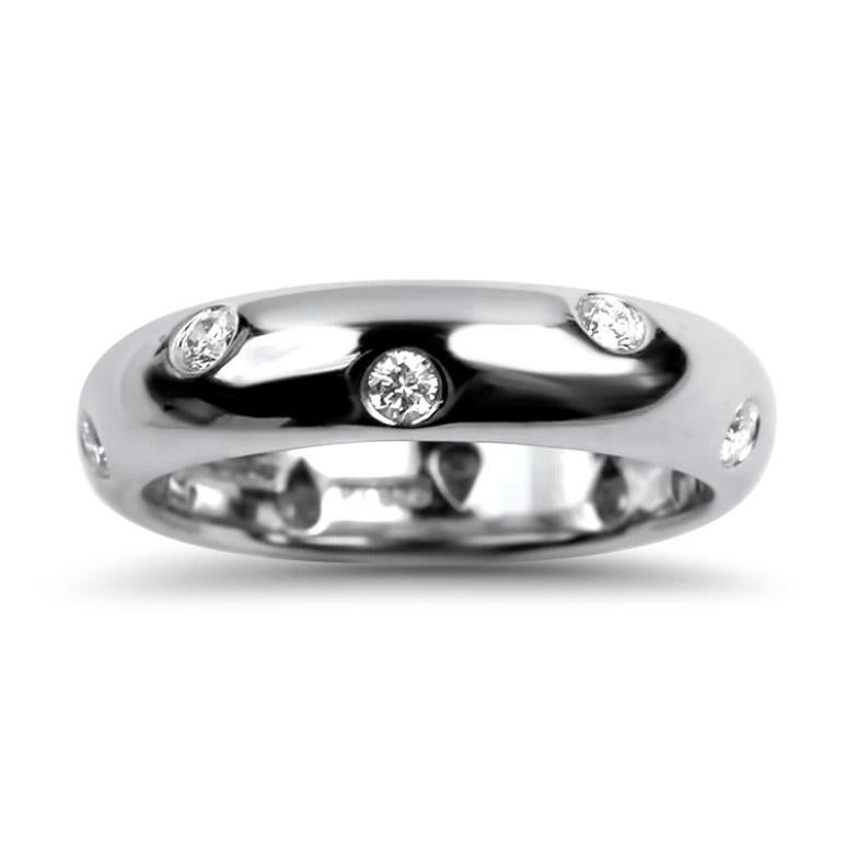 TIFFANY and Co. Etoile Platinum Diamond 4mm Band Ring 4.5 For Sale at ...