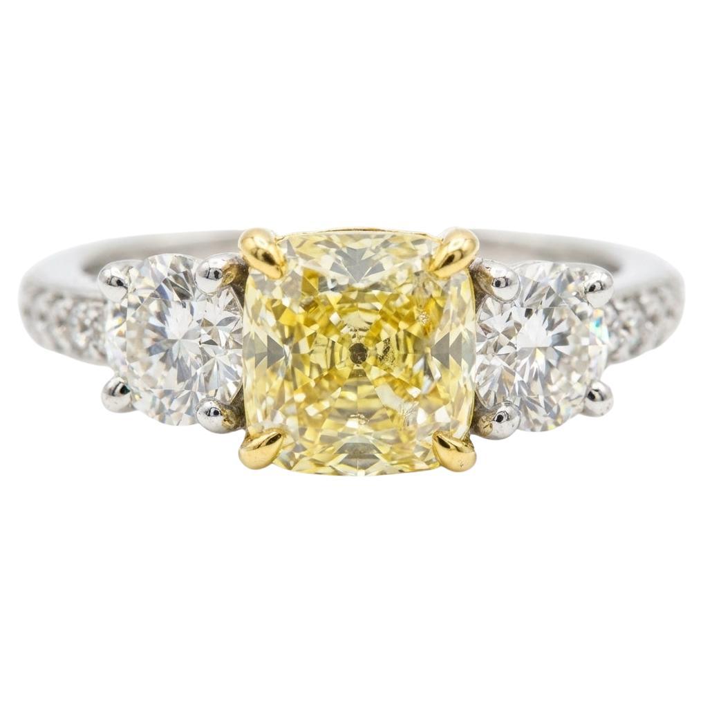 Tiffany and Co Platinum 18K Gold Soleste Yellow Diamond Ring and ...