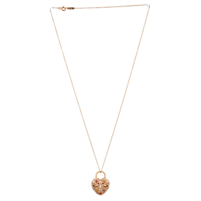 Tiffany and Co. Filigree Heart Pendant Necklace 18k Rose Gold with ...