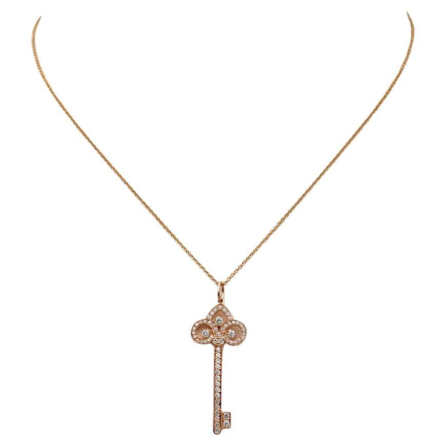 Tiffany and Co. White Gold and Diamond 'Filigree' Heart and Key Pendant ...