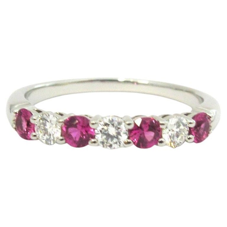 Tiffany and Co. Forever Platinum Half Circle Diamond Pink Sapphire Band ...