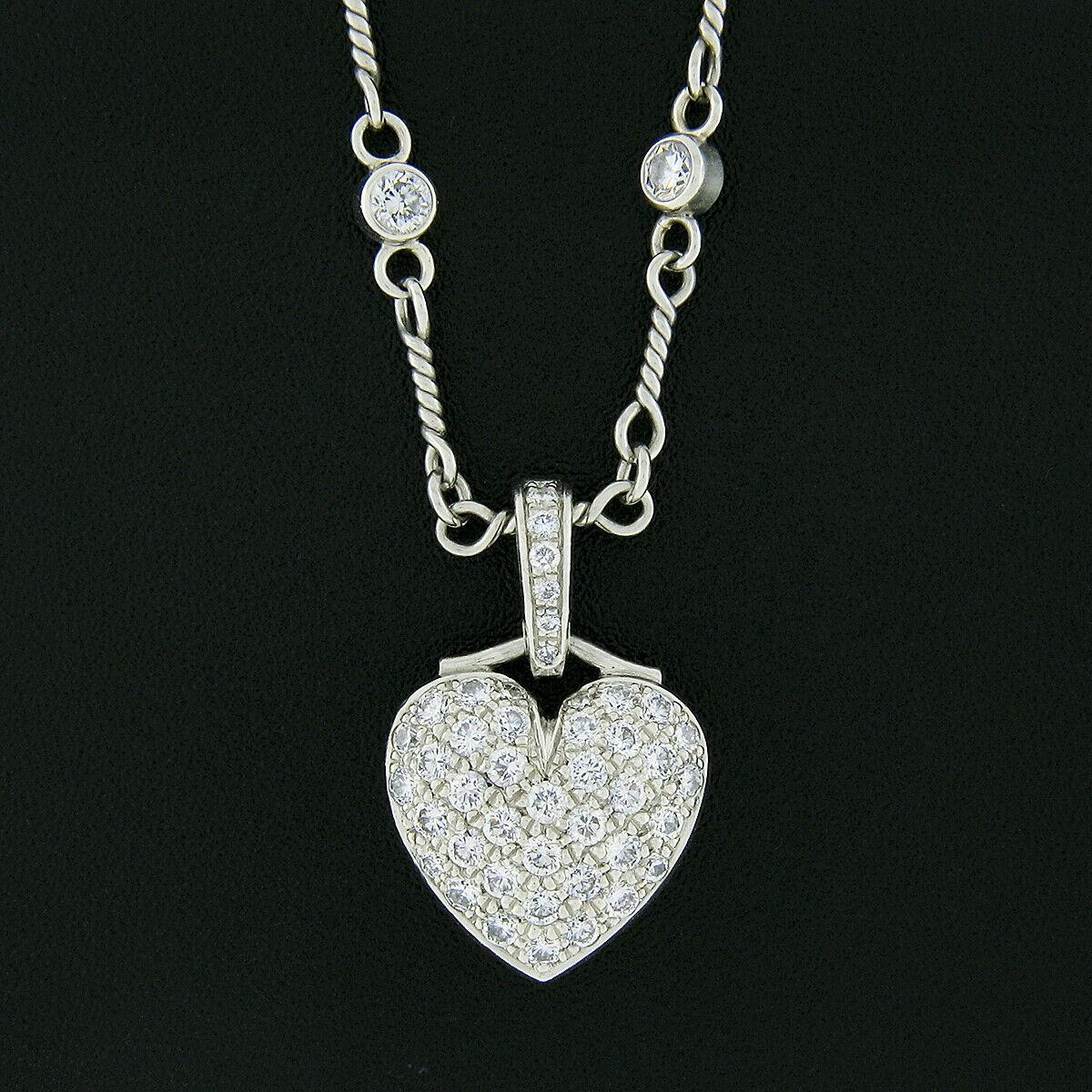Tiffany and Co. French Platinum Pave Diamond Puffed Heart Pendant ...