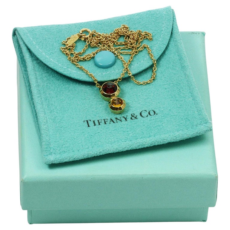 Tiffany and Co. Garnet Citrine Yellow Gold Pendant Necklace For Sale at ...