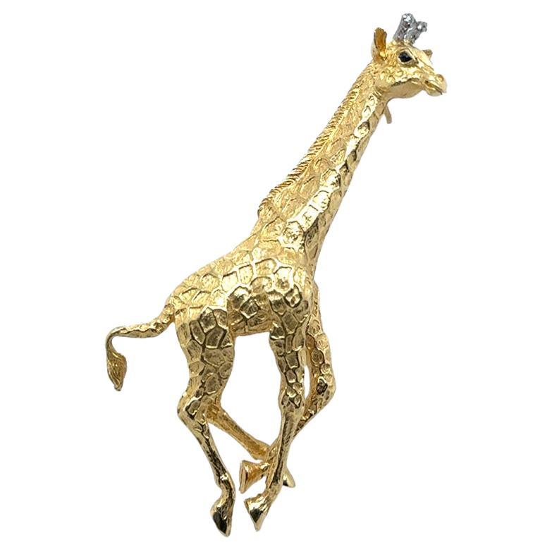 Tiffany and Co. Yellow Gold Diamond and Sapphire Giraffe Brooch Pin ...