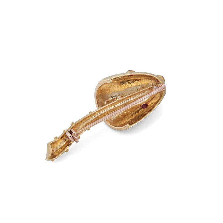 Tiffany and Co. Gold and Ruby Mushroom Pin For Sale at 1stDibs