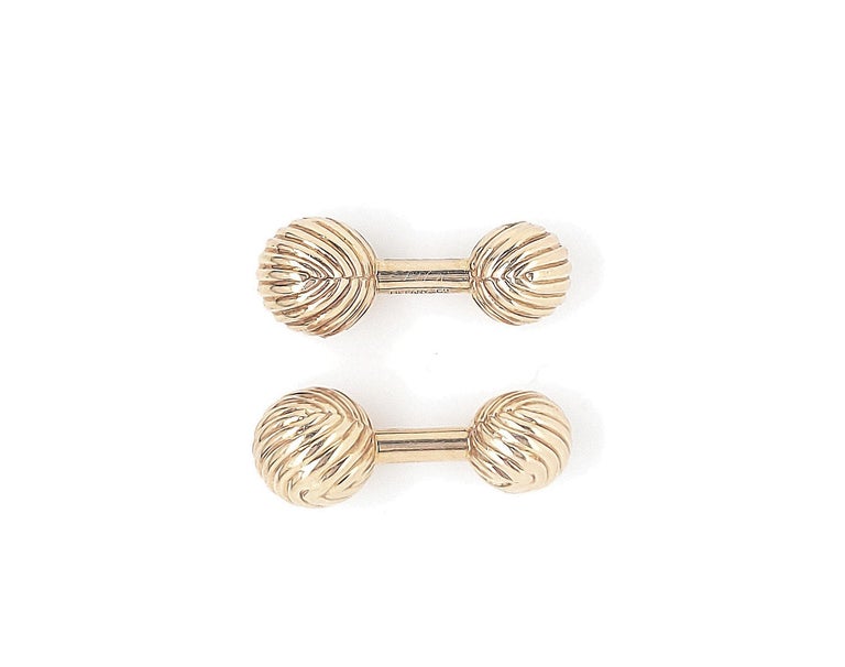 Tiffany and Co. Gold Barbell Cufflinks at 1stDibs | tiffany gold cufflinks
