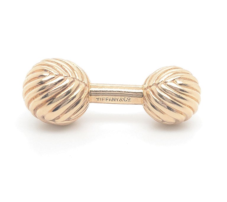 Tiffany and Co. Gold Barbell Cufflinks at 1stDibs | tiffany gold cufflinks