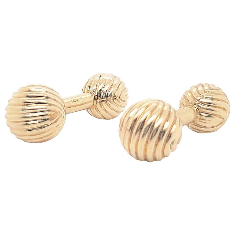 Tiffany and Co. Gold Barbell Cufflinks at 1stDibs | tiffany gold cufflinks