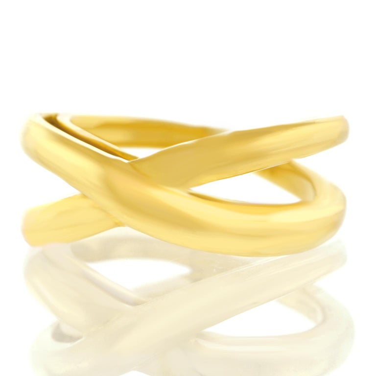 Tiffany and Co. Gold Cross Over Ring at 1stDibs