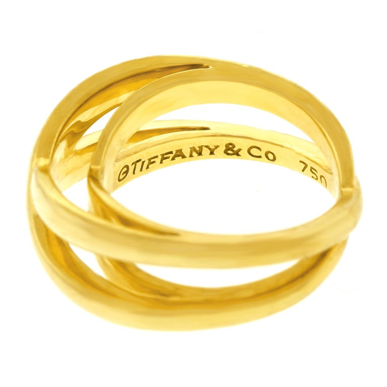 Tiffany and Co. Gold Cross Over Ring at 1stDibs