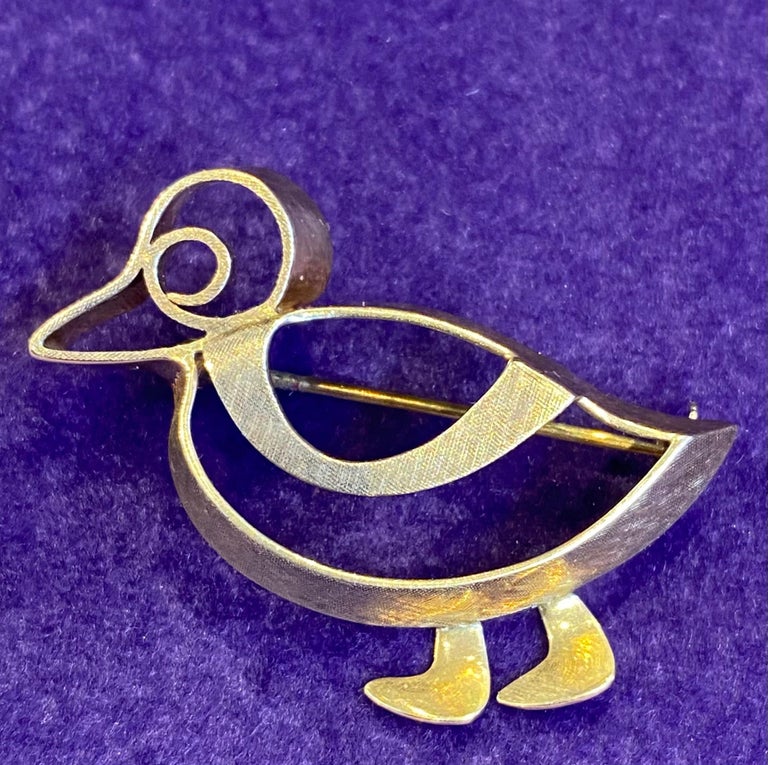 Tiffany and Co. Gold Duck Brooch For Sale at 1stDibs
