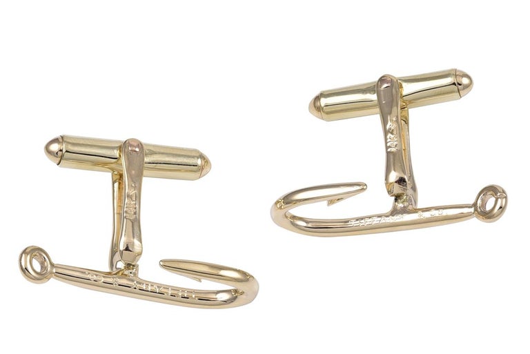 Tiffany and Co. Gold Fish Hook Cufflinks For Sale at 1stDibs