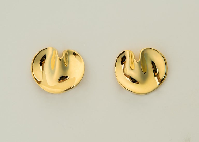 Tiffany and Co. Gold Lily Pad Earrings at 1stDibs