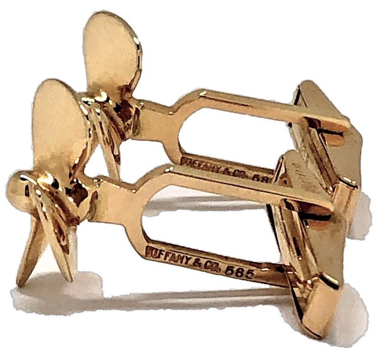 Tiffany and Co. Gold Propeller Cuff Links For Sale at 1stDibs