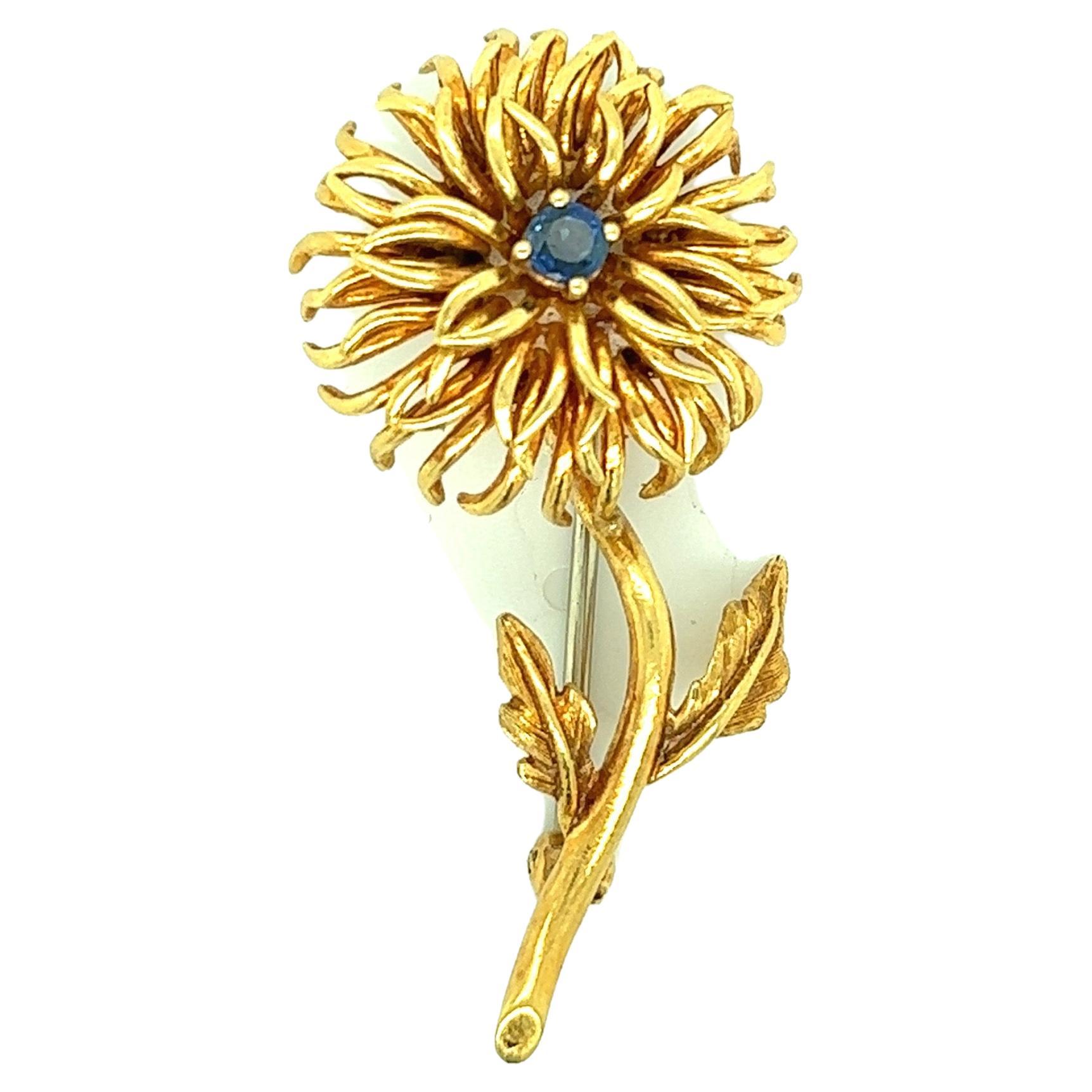 Tiffany and Co. Henkel and Grosse Modernist Gold Flower Pin For Sale at 1stDibs
