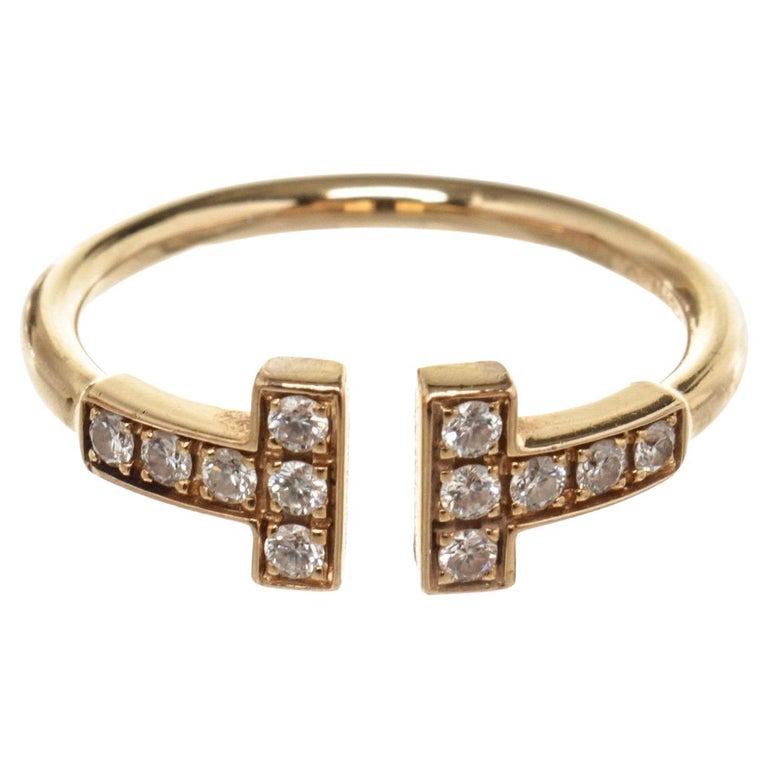 Tiffany and Co Gold T Wire Diamond Ring at 1stDibs