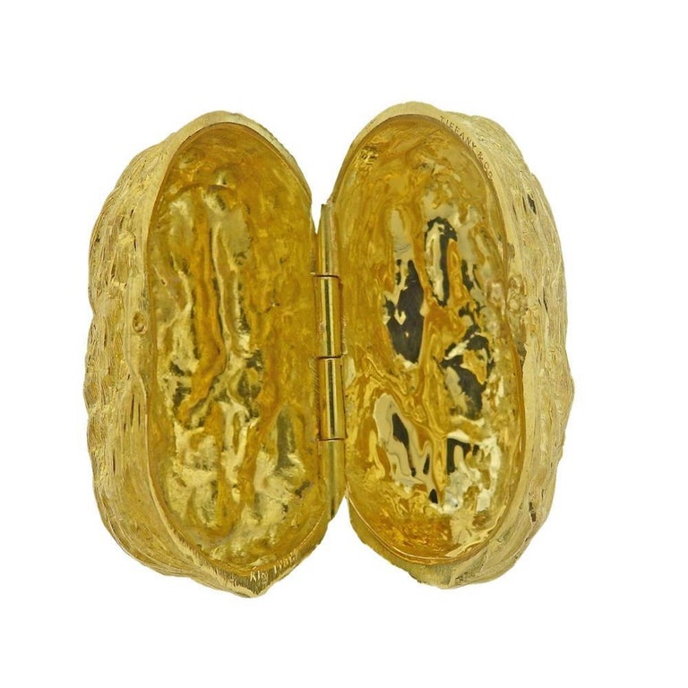 Tiffany and Co. Gold Walnut Shell Box at 1stDibs