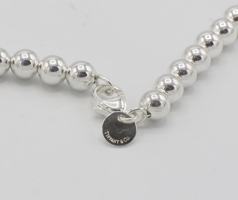 Tiffany and Co. Hardware Graduated Sterling Silver Ball Bead Necklace ...
