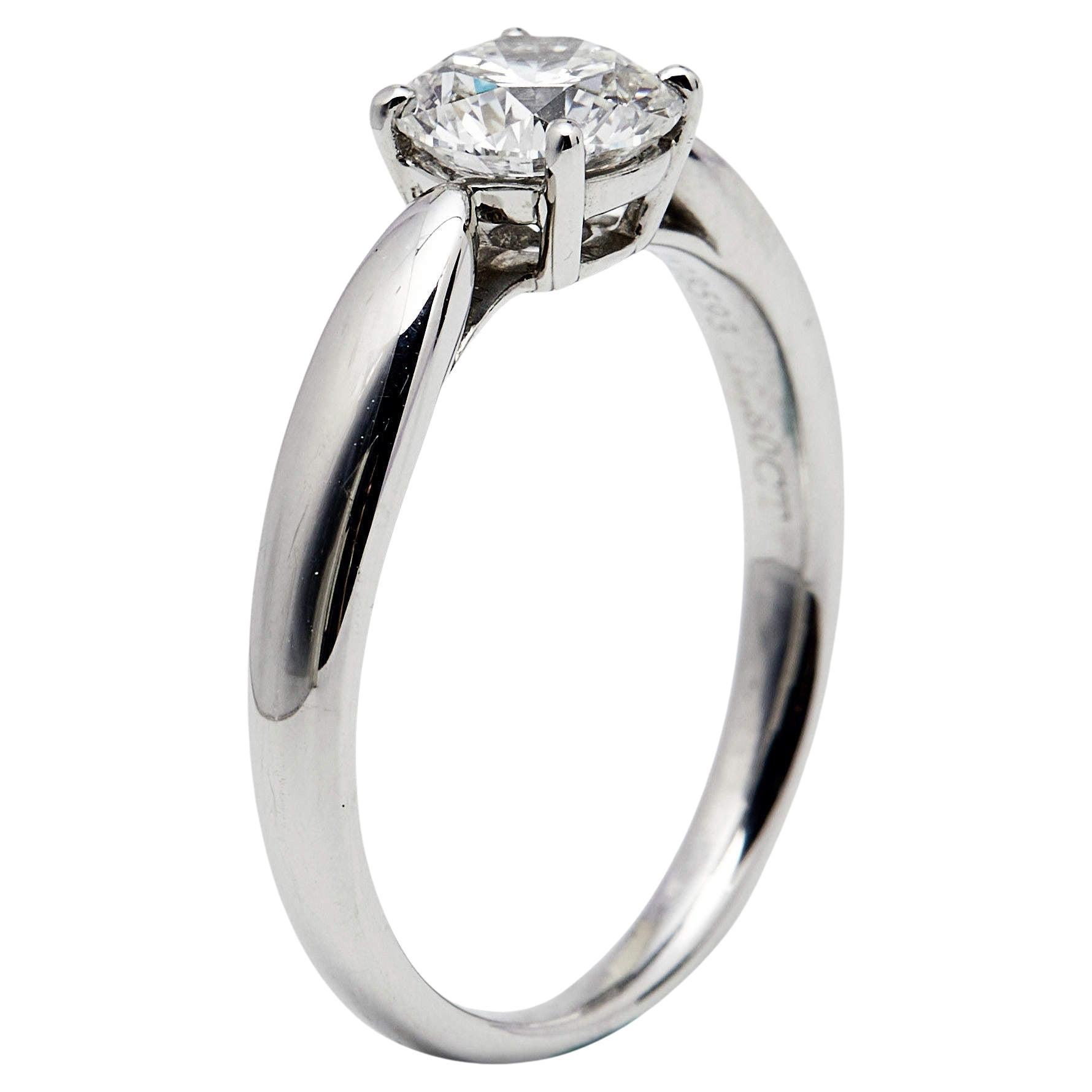 Tiffany and Co. Platinum Harmony Diamond Engagement Ring .80 Cts. Round HVS1 w/Rec at 1stDibs
