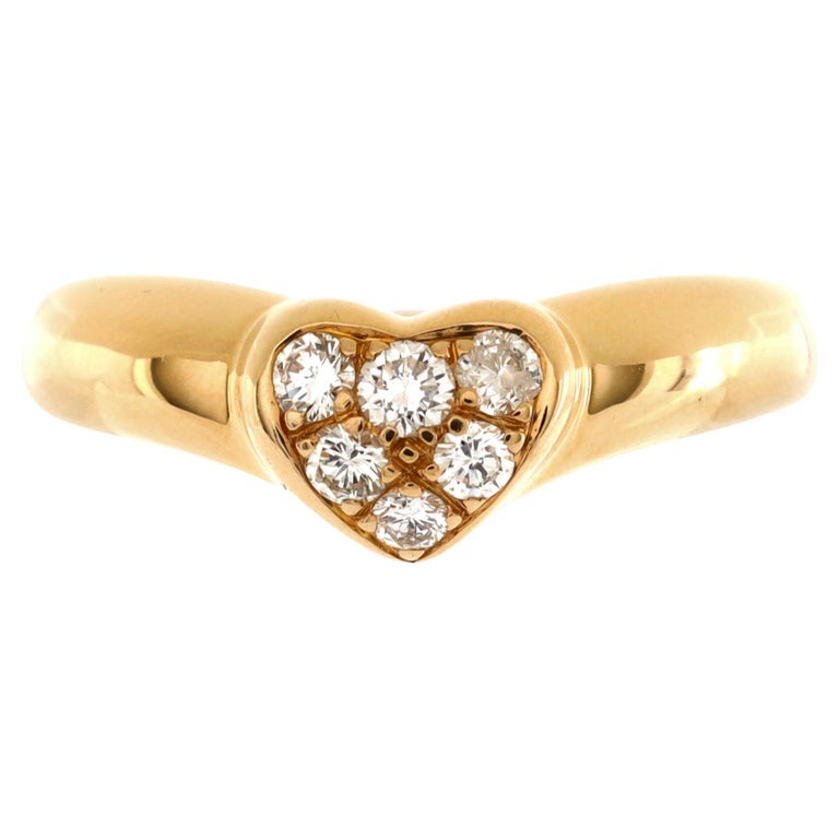 Tiffany and Co. Heart Band Ring 18k Yellow Gold with Diamonds For Sale ...