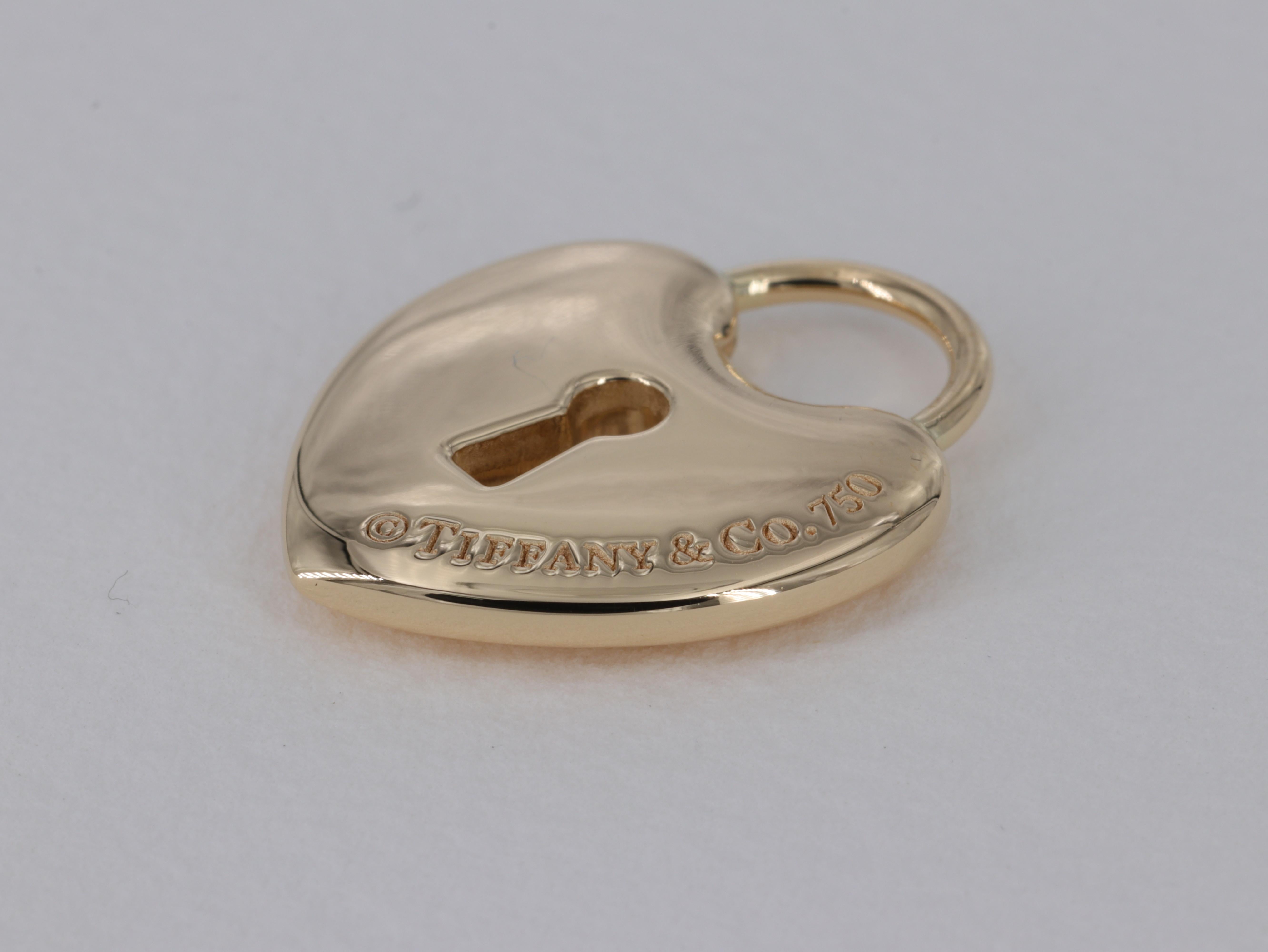 Tiffany and Co. Heart "Locket" Pendant in 18 Karat Yellow Gold For Sale ...
