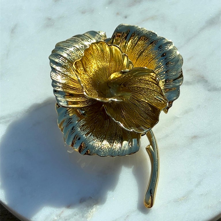 Tiffany and Co. Henkel and Grosse Modernist Gold Flower Pin For Sale at ...