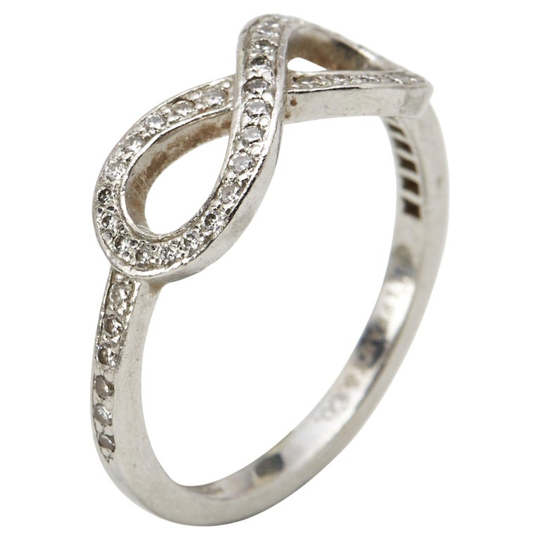 Tiffany and Co. Infinity Diamonds Platinum Ring Size 49 For Sale at 1stDibs