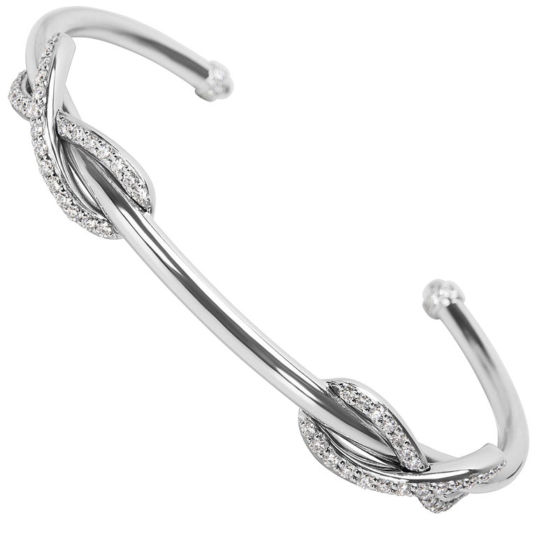 Tiffany and Co. Infinity Double Cuff Diamond Bangle in 18KT White Gold ...