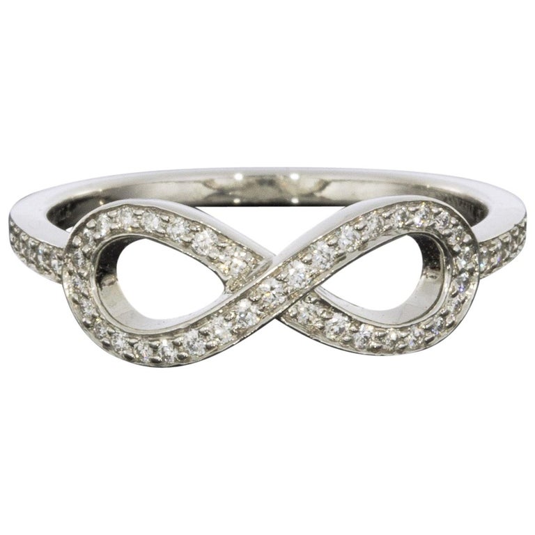 Tiffany and Co Infinity Platinum 0.13 Carat Round Diamond Band Ladies ...