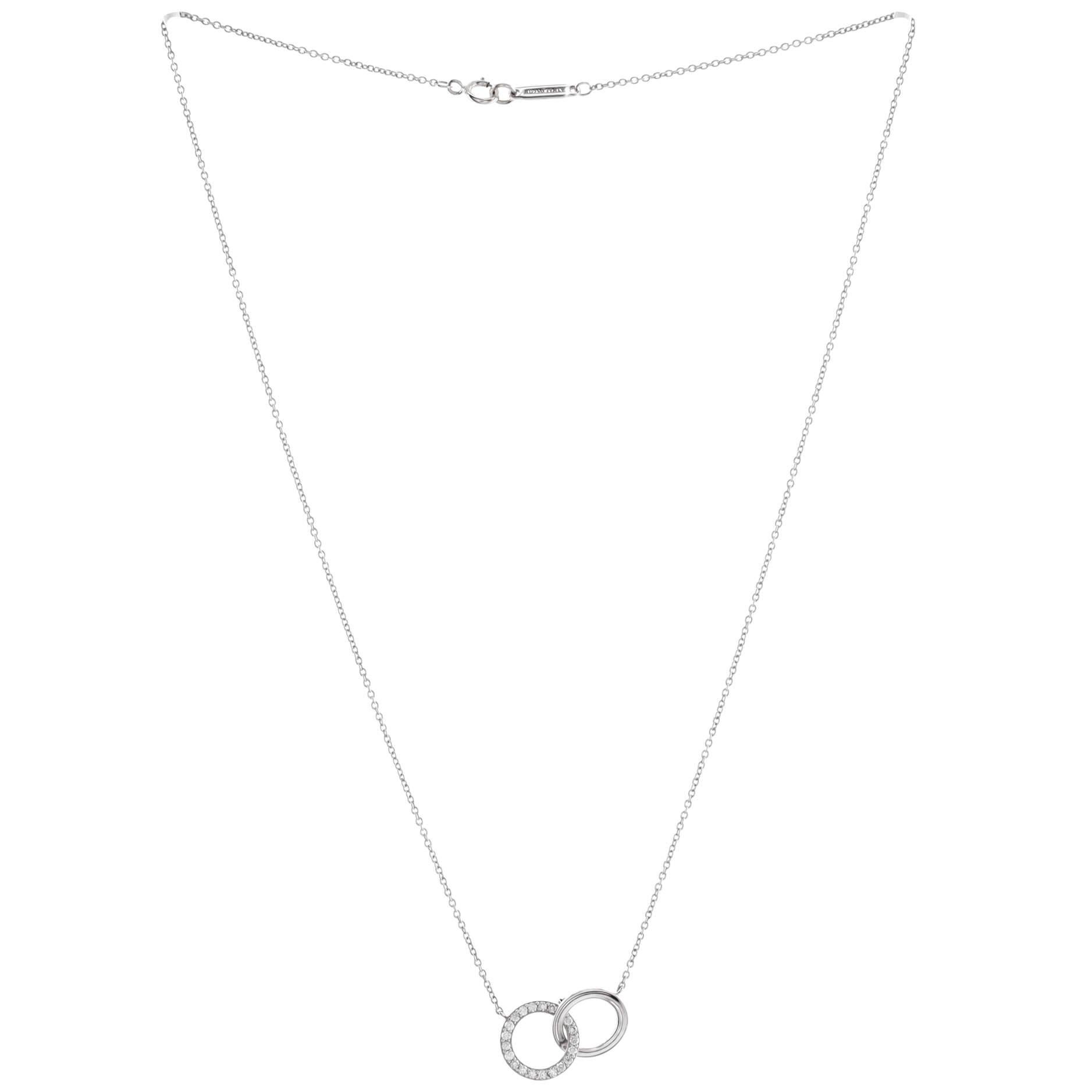 Tiffany and Co. Interlocking Circles Pendant Necklace 18K White Gold ...