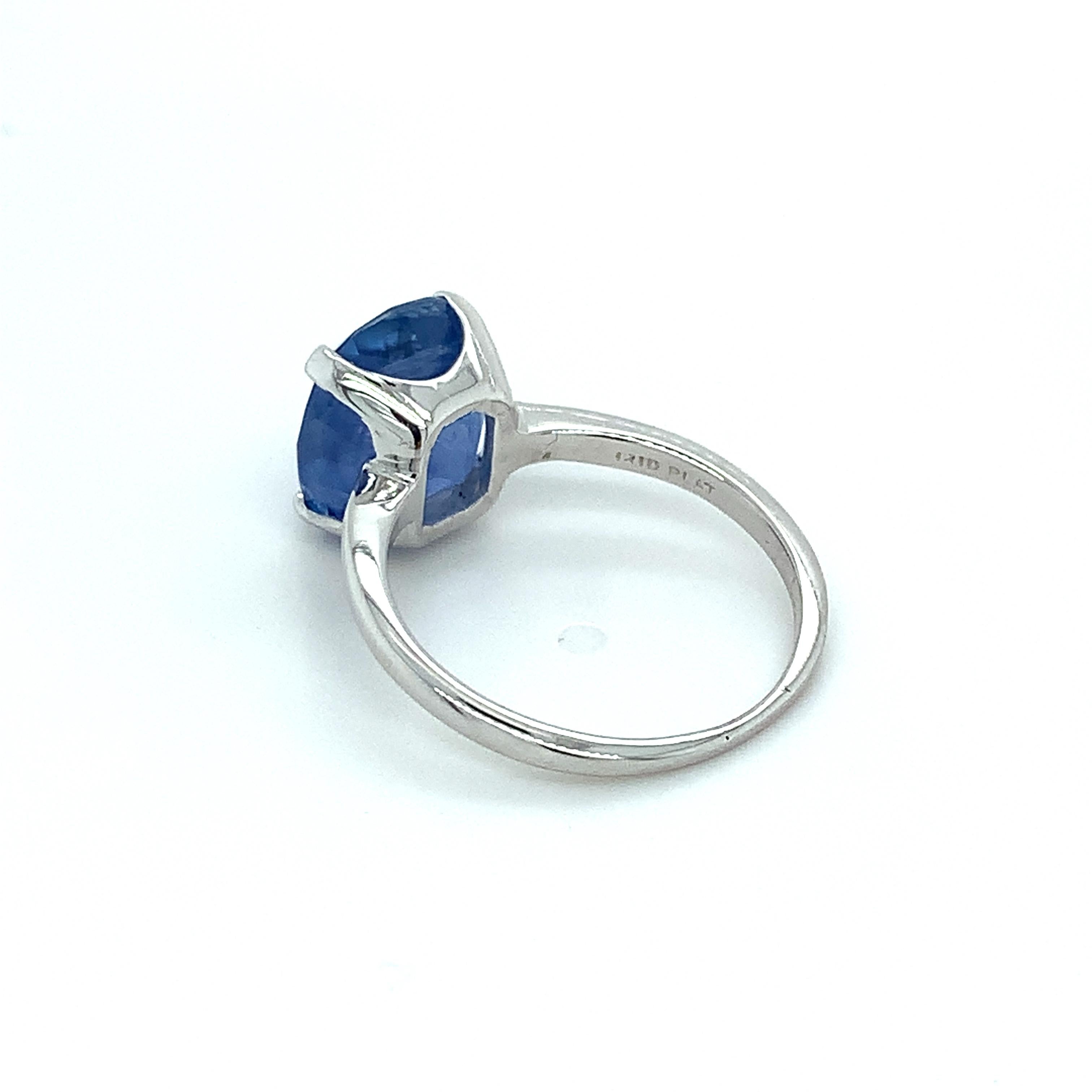 Tiffany and Co Irid Plat AGL Burma No Heat 6.06CT Blue Sapphire Solitaire Ring For Sale at 1stDibs