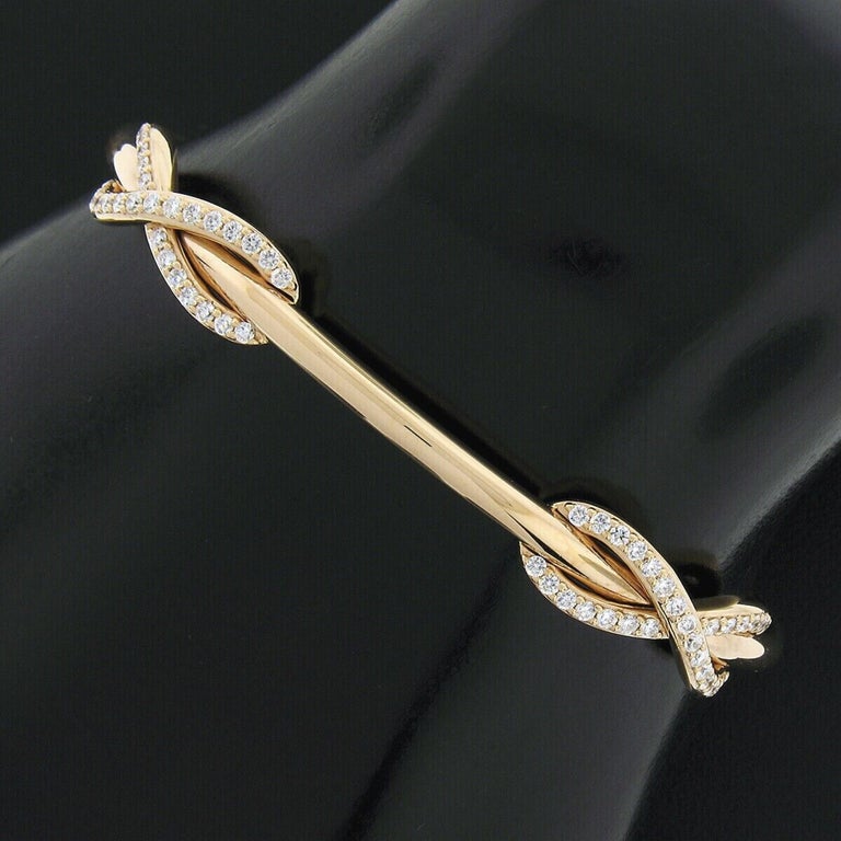 Tiffany and Co. Italian 18k Rose Gold Diamond Double Infinity Open Cuff ...