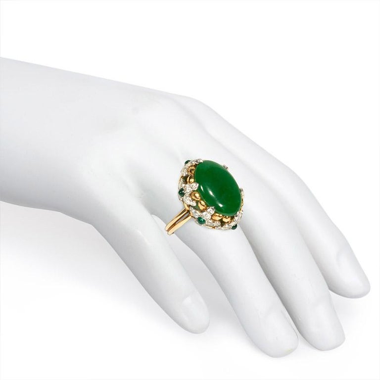 Tiffany and Co. Jade Cocktail Ring in a Gold, Diamond, and Emerald ...