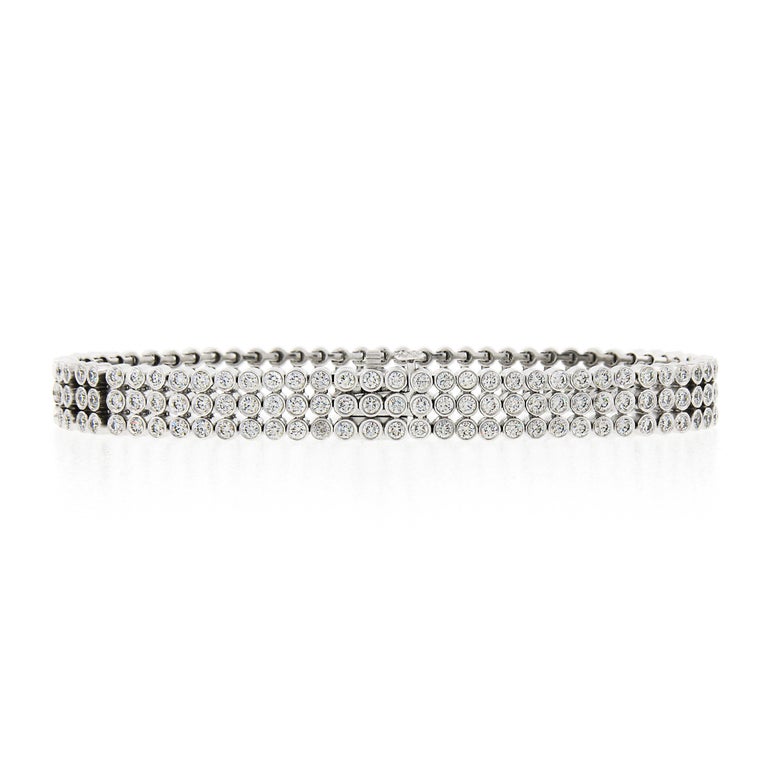 Tiffany and Co. Jazz Plat. 4.10ctw Round Diamond 3 Row Bezel Line ...