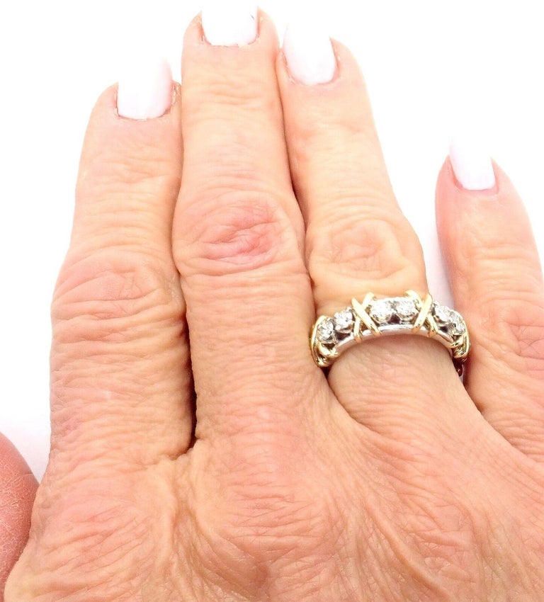 Tiffany and Co. Jean Schlumberger Diamond Yellow Gold and Platinum Band ...